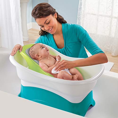 Summer Infant Comfort Height Bath Tub Elevated and Spacious Baby Bathtub with Newborn Bath Support Extended Use Features Include Stand-Alone Kneeler and Stepstool