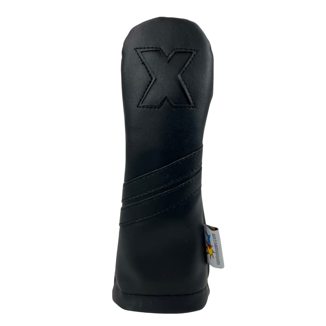 Sunfish Leather Golf Headcover Set 1 3 5 X H Driver Fairway Hybrid Black on Black Murdered Out