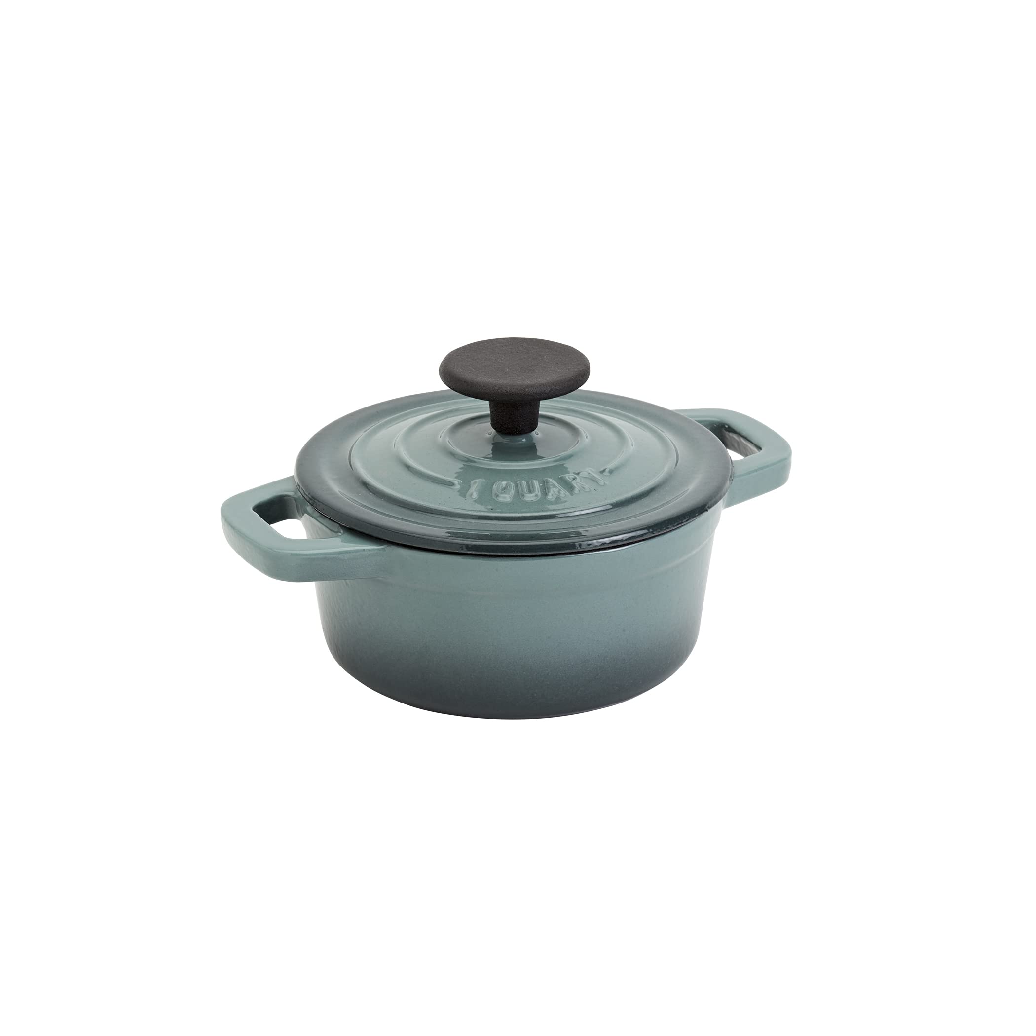 Smith Clark Ironworks Enameled Cast Iron Dutch Oven Pot with Lid (1 Quart, Teal)