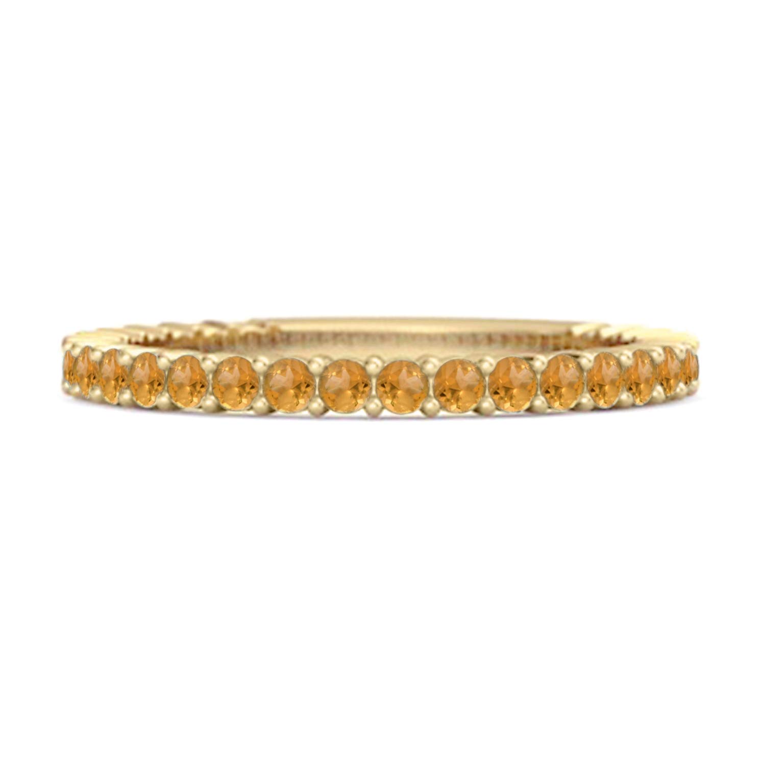 Shine Jewel Multi Choice Your Gemstone 925 Sterling Silver Thin Stacking Ring Yellow Gold Plated 0.60 Ct Eternity Raquel Band (7, Citrine)