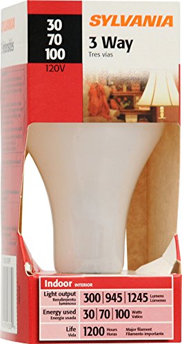 SYLVANIA 3 Way 30W Incandescent A21 Light Bulb, 70W/100W/120W, 100 CRI, 2850K, Soft White (19385)