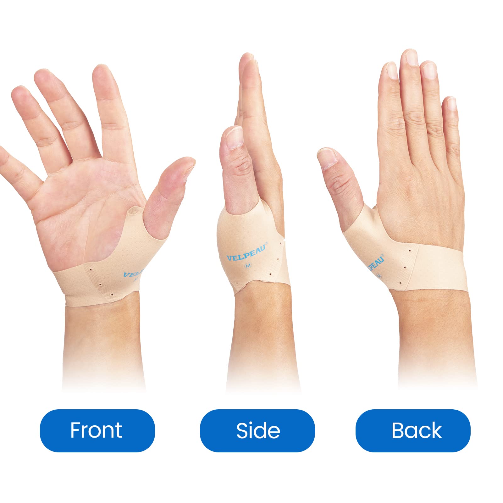 Velpeau Elastic Thumb Support Brace Layer (2 PCS) - Soft Thumb Compression Sleeve Protector for Relieving Pain, Arthritis, Joint Pain, Tendonitis, Sprains, Sports (Medium)