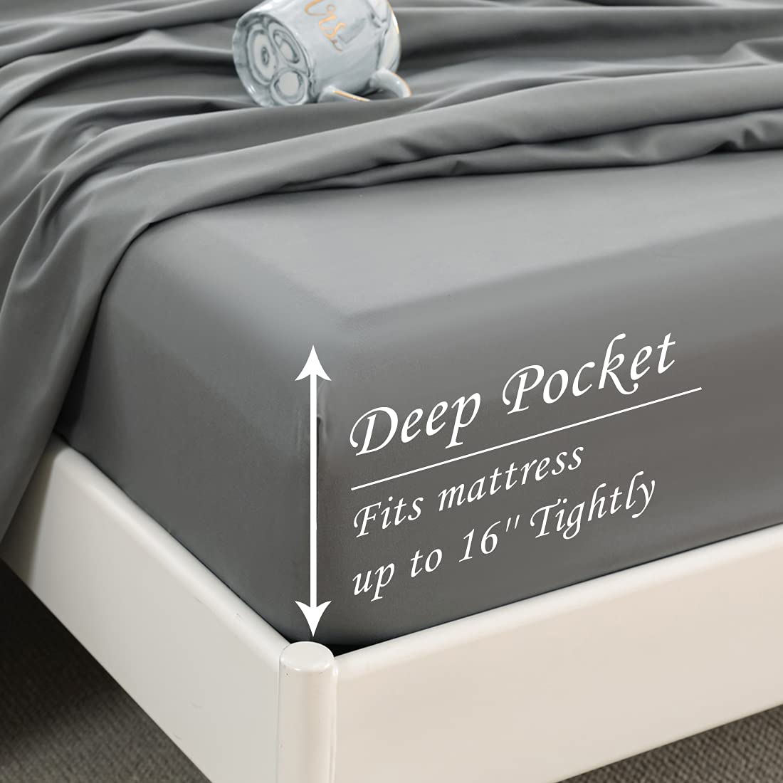 UNILIBRA Queen Bed Sheet Set,6 Pieces Super Soft Brushed Microfiber Sheets Set for Queen Size Bed, Luxury 1800 Thread Count, 16 Inches Deep Pockets, Wrinkle & Fade & Stain Resistant Grey Sheet Sets