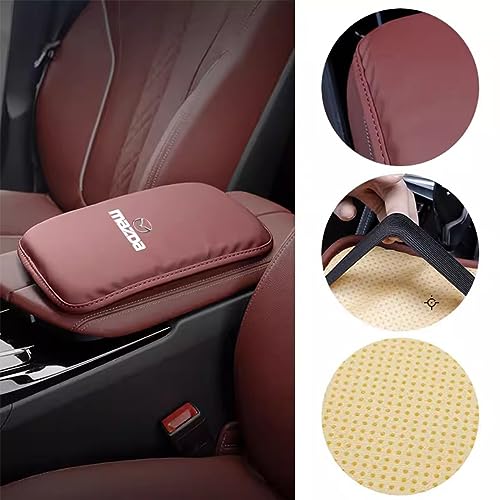 TBMAKE Car Armrest Pad for Mazda 2 3 5 6 Cx7 Cx5 Cx9 Cx-5 Cx3 MX-5 CX30, Leather Car Armrest Pad Memory Foam Car Cushion Mat,Green
