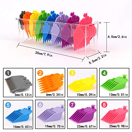 Yebeauty 8Pcs Hair Clipper Guides Combs Kit, Professional Trimmer Attachment Hair Clipper Replacement Guards Colorful for Haircut