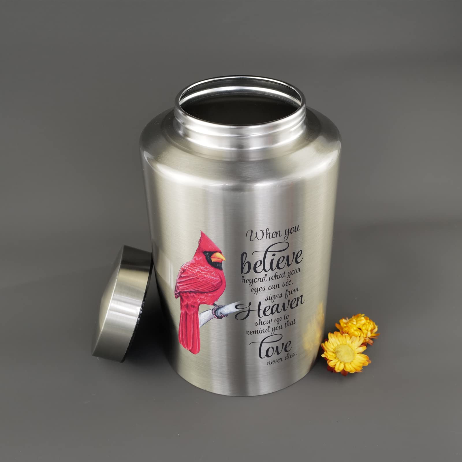 Up to 220 lbs Large Cremation Urns for Adult Human Ashes, Decorative Urn for Male Female Ashes with Velvet Bag(Cardinal)