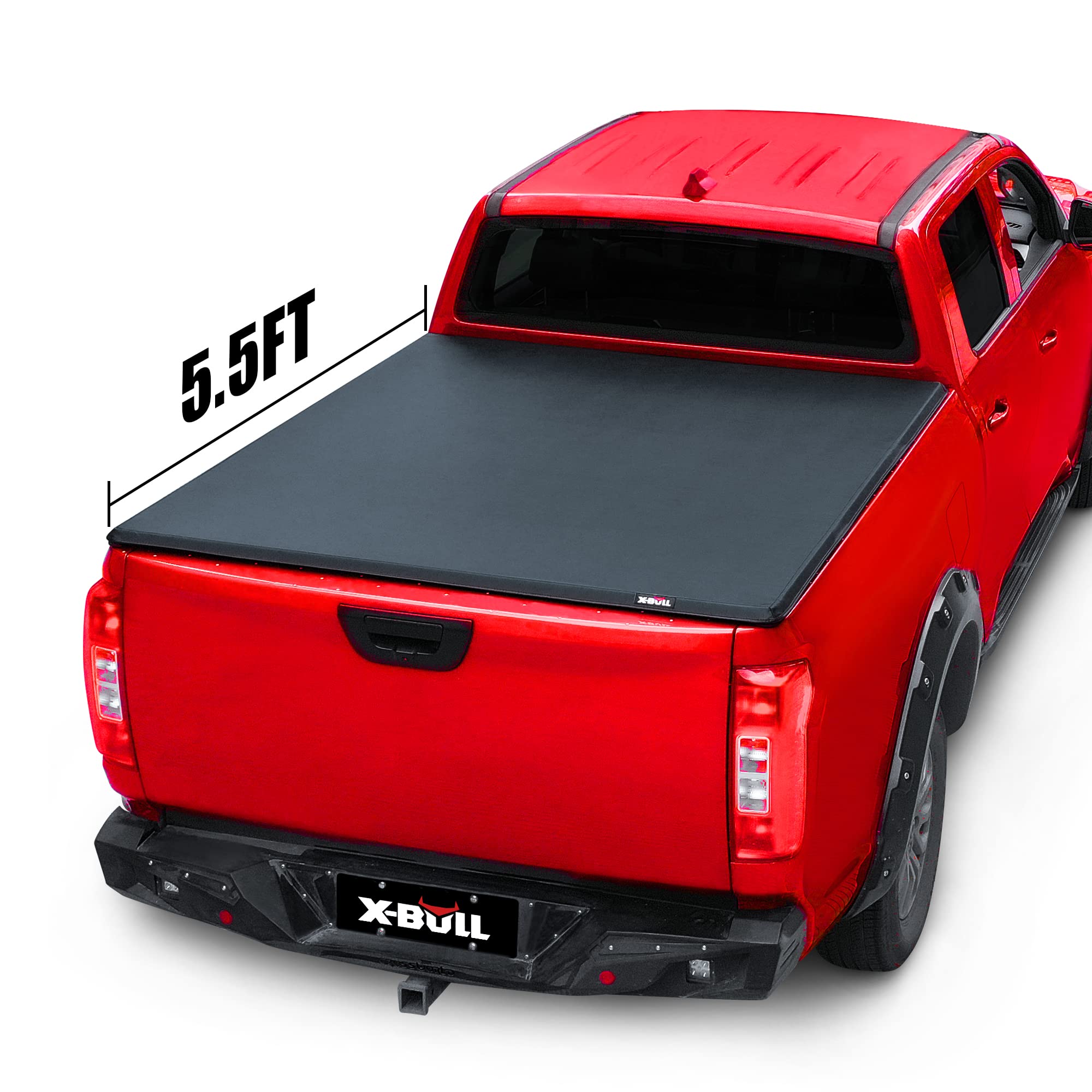 XPV Soft Tri-Fold Truck Bed Tonneau Cover Compatible with 2015-2021 Ford F150 5.5' (66'') Bed Waterproof Tonneau Cover Black