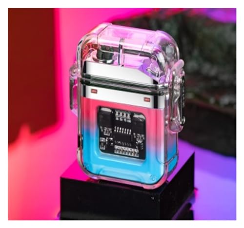 Transparent Pink Flash Electric Lighter, USB Electronic Lighter, Waterproof and Windproof Rechargeable Lighter, Suitable for Camping, Hiking, USB Charging Cable (Color : C3)
