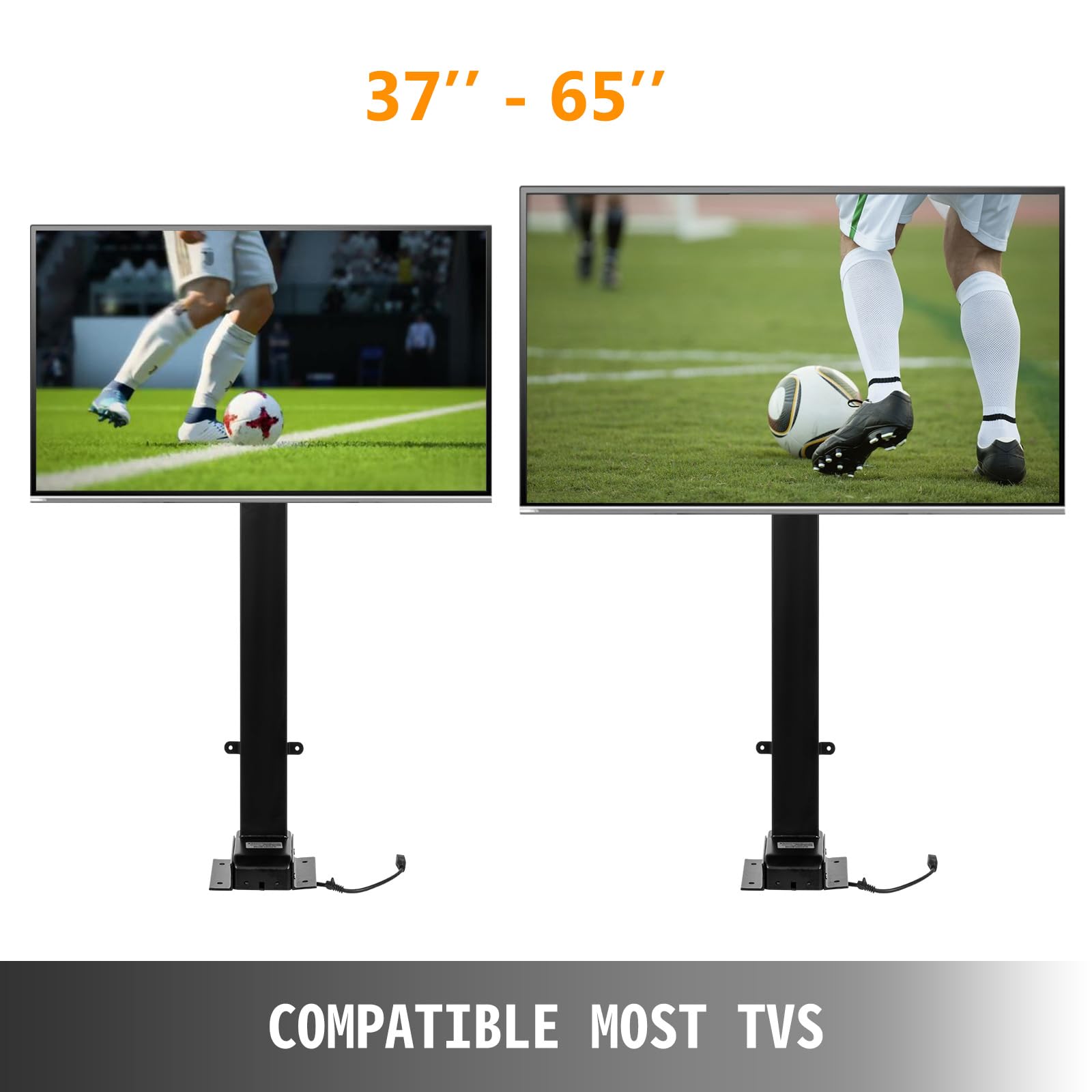 VEVOR Motorized TV Lift Stroke Length 35 Inches Motorized TV Mount Fit for 37-65 Inch TV Lift with Remote Control Height Adjustable 28.7-64.2 Inch,Load Capacity 130 Lbs
