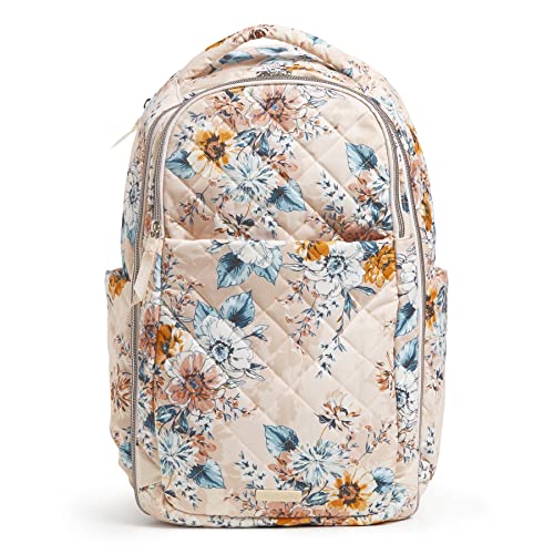 Vera Bradley Women's Performance Twill Travel Backpack Travel Bag, Peach Blossom Bouquet, One Size
