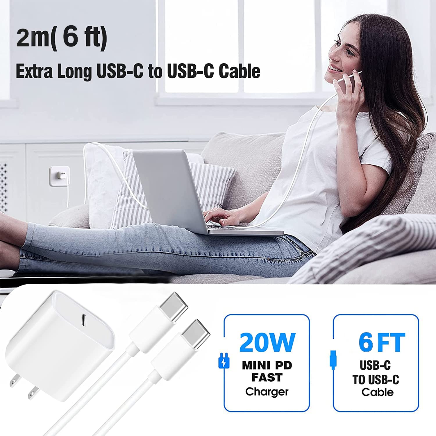 USB C Fast Charger for iPad Pro 12.9/11 in 2022/2021/2020/2018,iPad 10th,iPad Air 4th/5th 10.9",iPad Mini 6th Generation,iPad Charger Fast Charging Wall Charger Block with 6FT USB C to C Cable