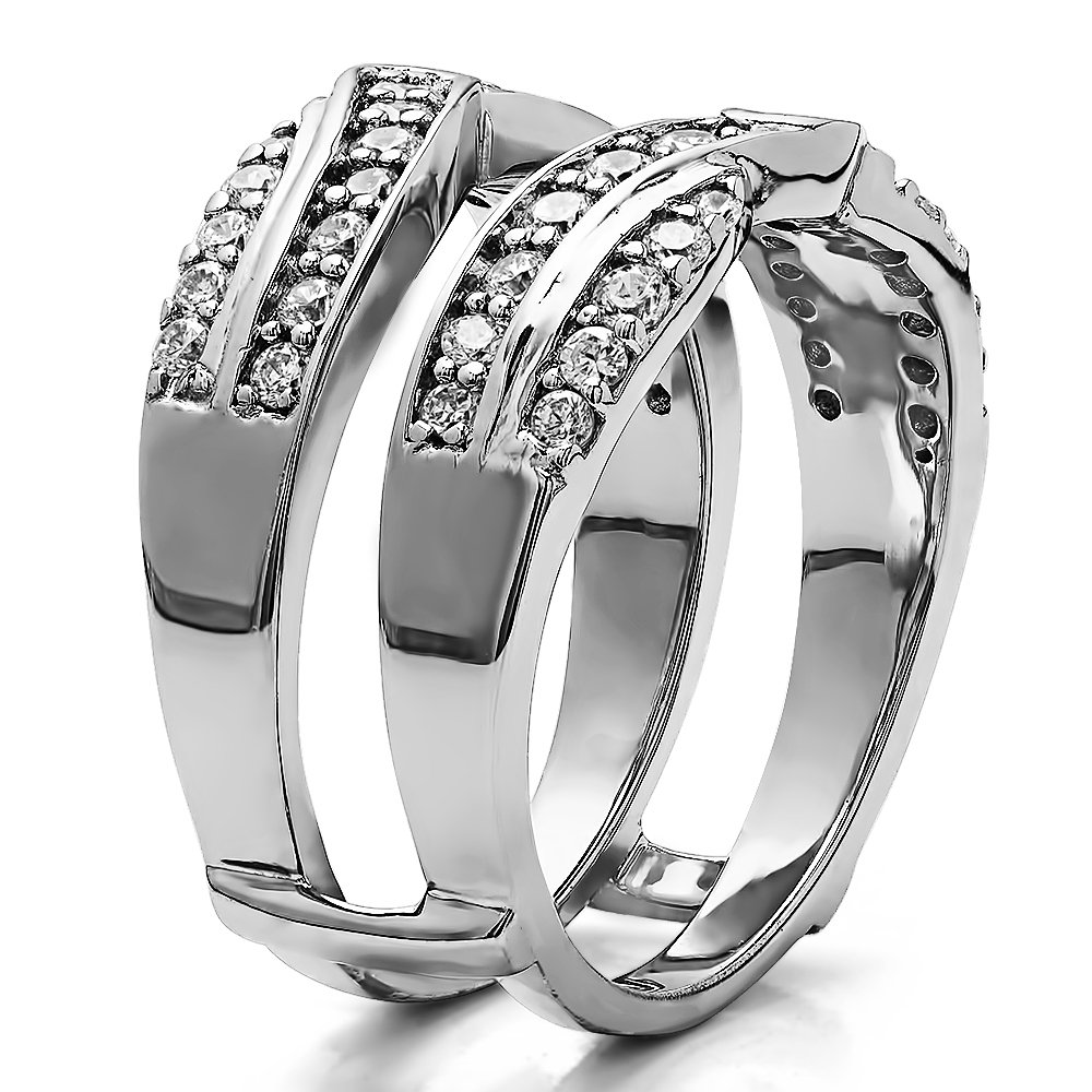 TwoBirch Sterling Silver Infinity Bypass Engagement Ring Guard With Cubic Zirconia (3/4 ct., Size 9)