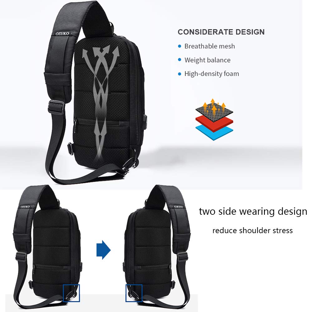 ZUK Anti Theft Sling Bag Shoulder Crossbody Backpack Waterproof Chest Bag with USB Charging Port Lightweight Casual Daypack (Camouflage)