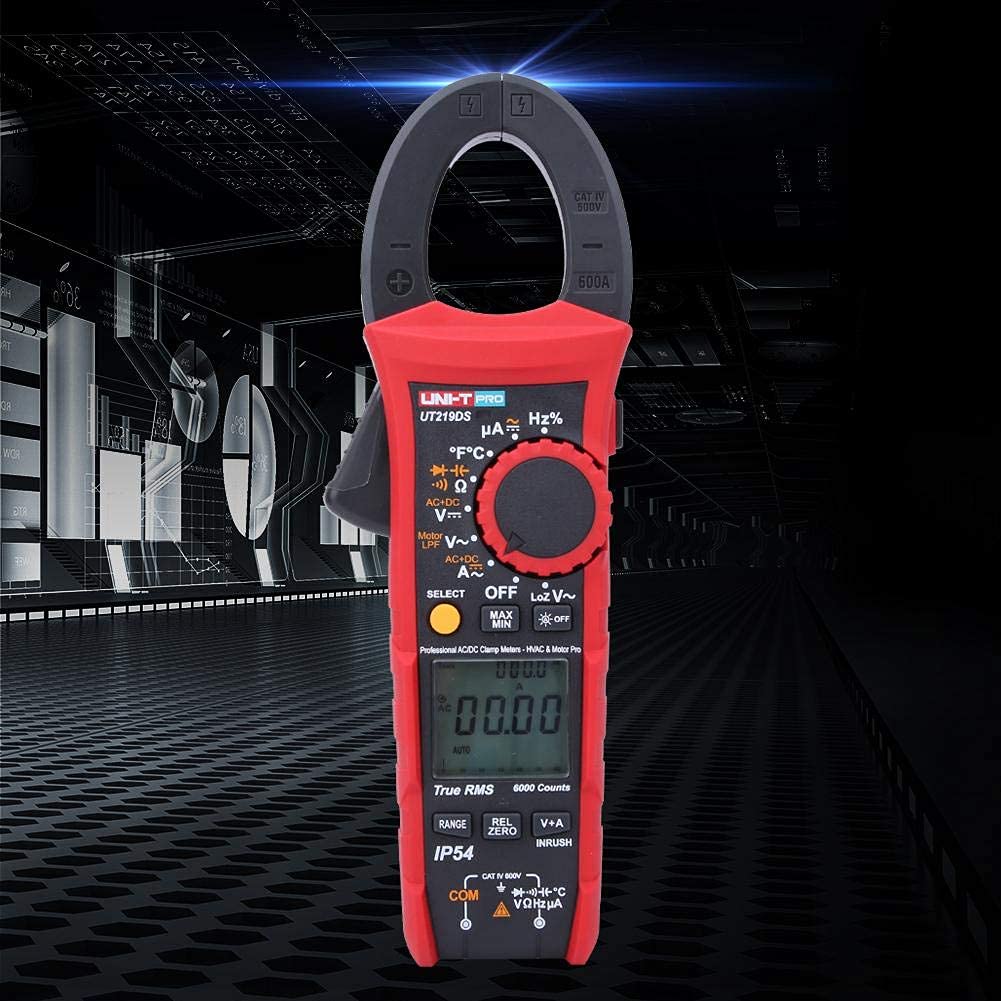 UT219DS Digital Clamp Meter 6000 Counts LCD Clamp Meter Voltage Current Resistance Tester Used to Measure Current Voltage Temperature Capacitance Resistance Diodes