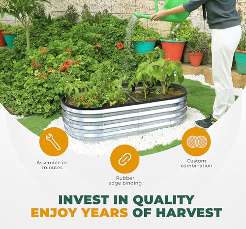 Utopia Home Galvanized Raised Garden Bed, 4ft x 2ft Lightweight Planter Boxes Outdoor with Easy Assembly, Large Garden Bed for Vegetables, Fruits, Flower