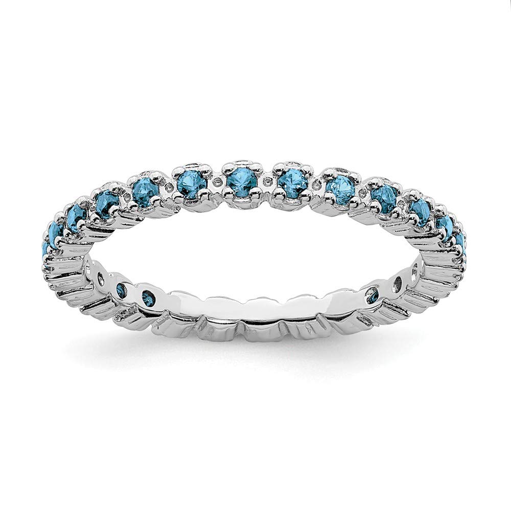 Stackable Expressions 2.25mm Sterling Silver Rhodium Plated Blue Topaz Eternity Ring - Size 6