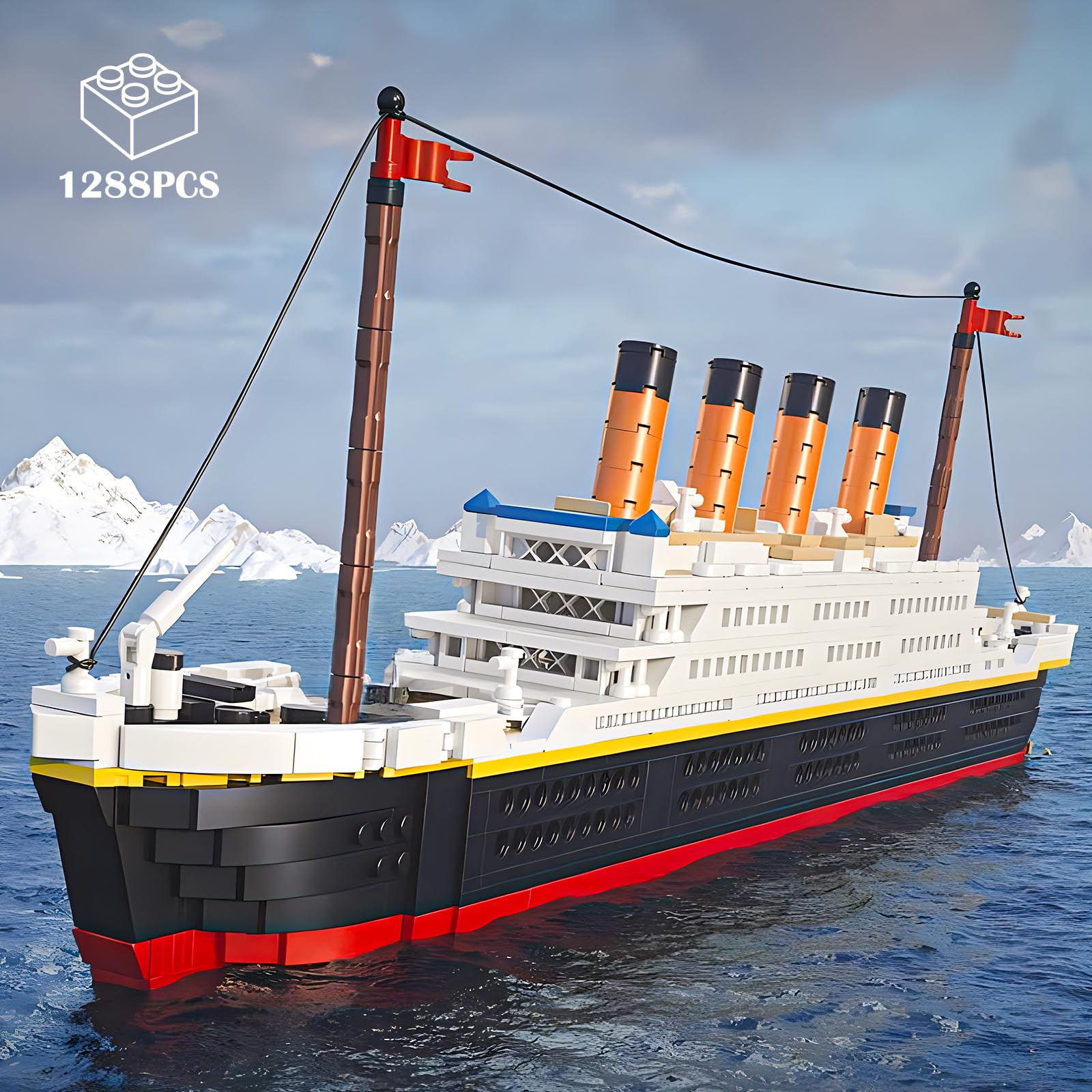 RSDHFLY Titanic Model Building Blocks Set,1288 Pieces Titanic Cruise Ship Model Building Set Toys,a DIY Bricks for Adults and Toys Gifts for Kids