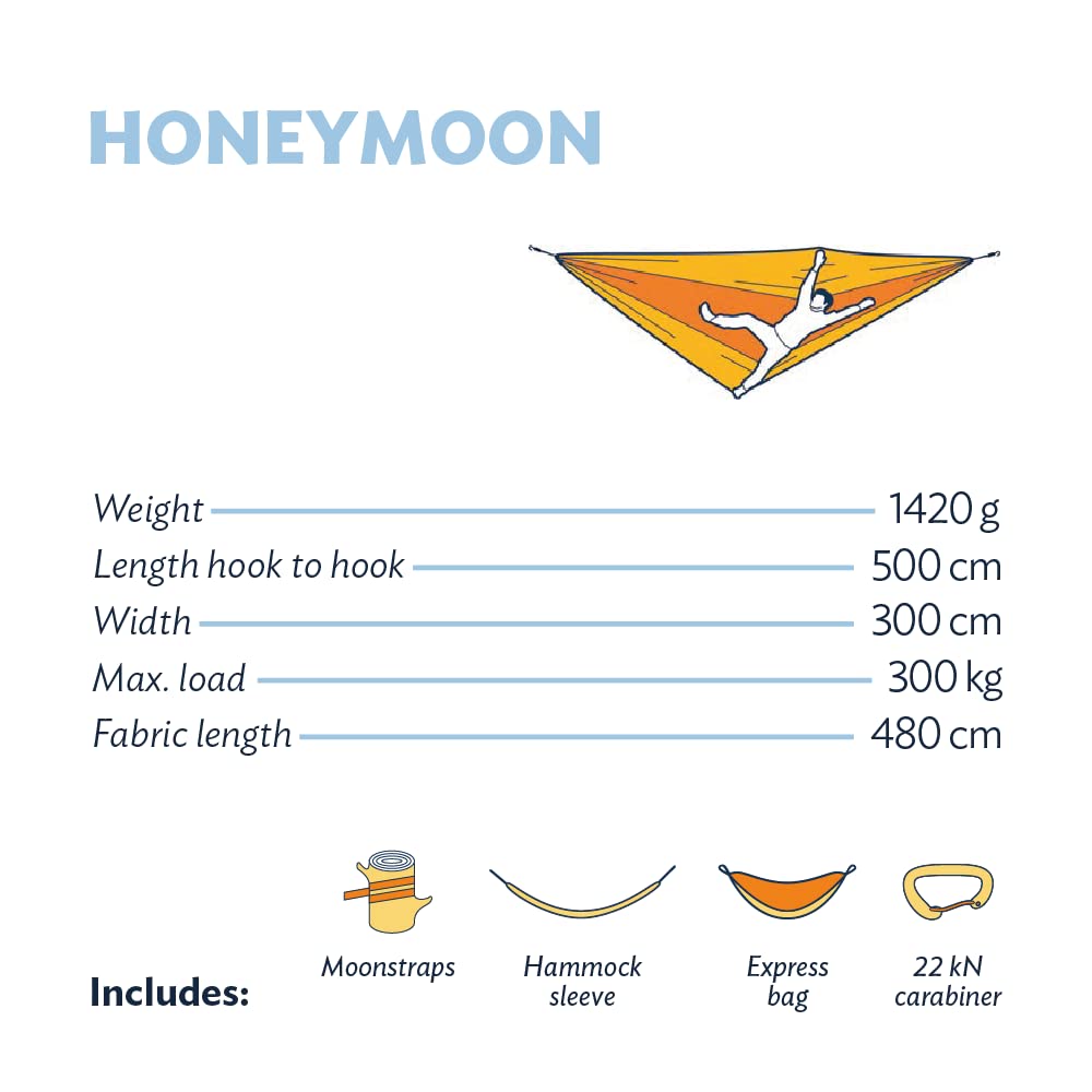 Ticket to the Moon Honey Moon Hammock - Army Green/Brown (2022), (5x3m / 16.4x9.84’)