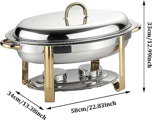 Stainless Steel Chafing Dish Buffet Set, 5.5L Full Size Oval Chafer Buffet Servers with Food Pan, Fuel Holders amp; Lid, Food Warmers for Party