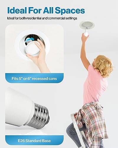 Sunco 4 Pack BR30 LED Bulbs, Indoor Flood Lights CRI93 11W Equivalent 65W 3000K Warm White 850 Lumens, E26 Base, 25000 Lifetime Hours Interior Home Residential Dimmable Recessed Can Light Bulbs - UL