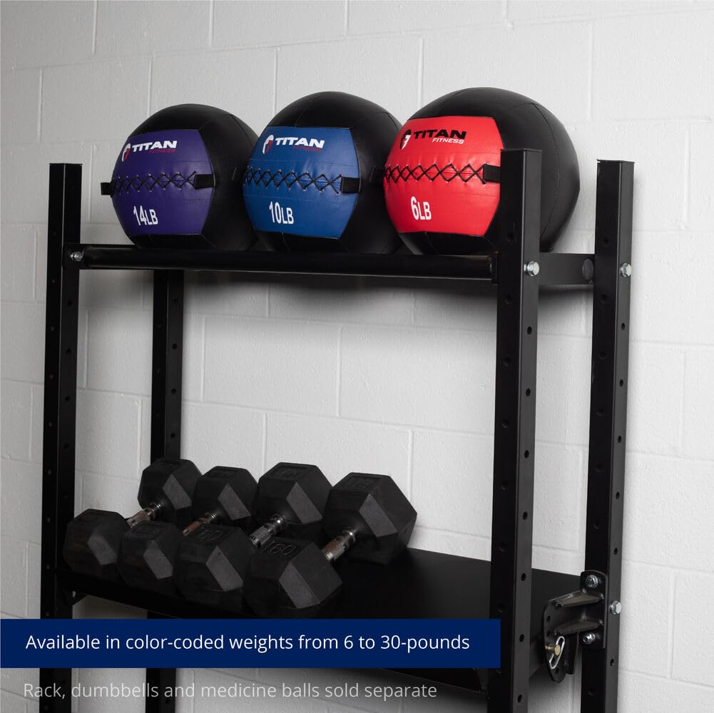 Titan Fitness Soft Leather Medicine Wall Ball 14 lb. Durable, Endurance, Cardio, Core Strength