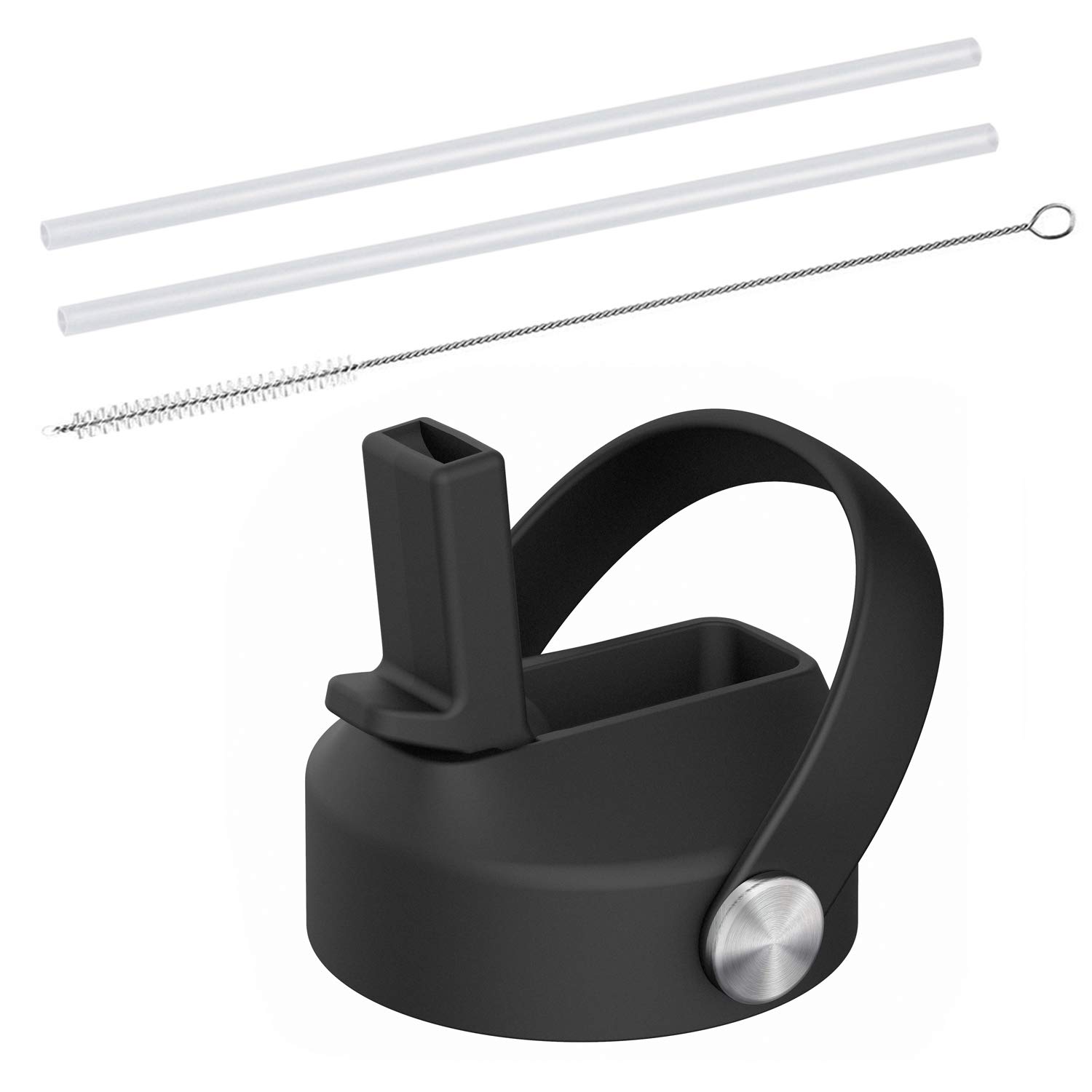WAPEST Straw Lid for HydroFlask Wide Mouth, Flex Straw Lid for Hydro Flask Wide Mouth 12 16 18 20 32 40 64 oz,Replacement Lids for Hydroflask Straws Top Water Bottle Lid Accessories (Black)