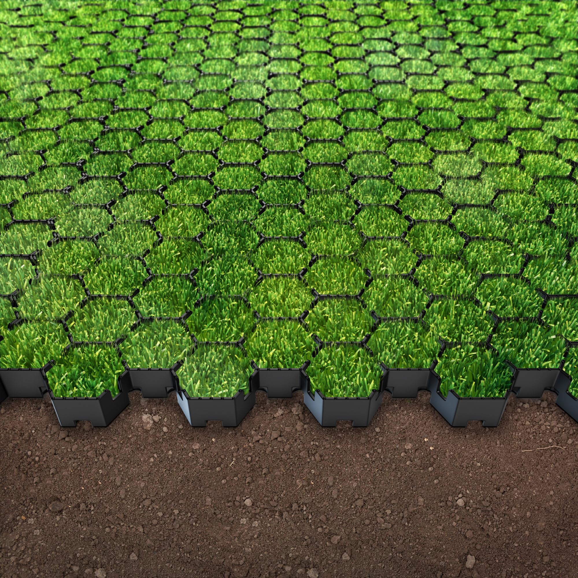 Vodaland Permeable Pavers - HexPave Grass & Gravel Permeable Paver System - 100% Recycled PPE Plastic Pavers, Handles 27,000 lbs, 1" Depth, 300 s.f / 95 Units