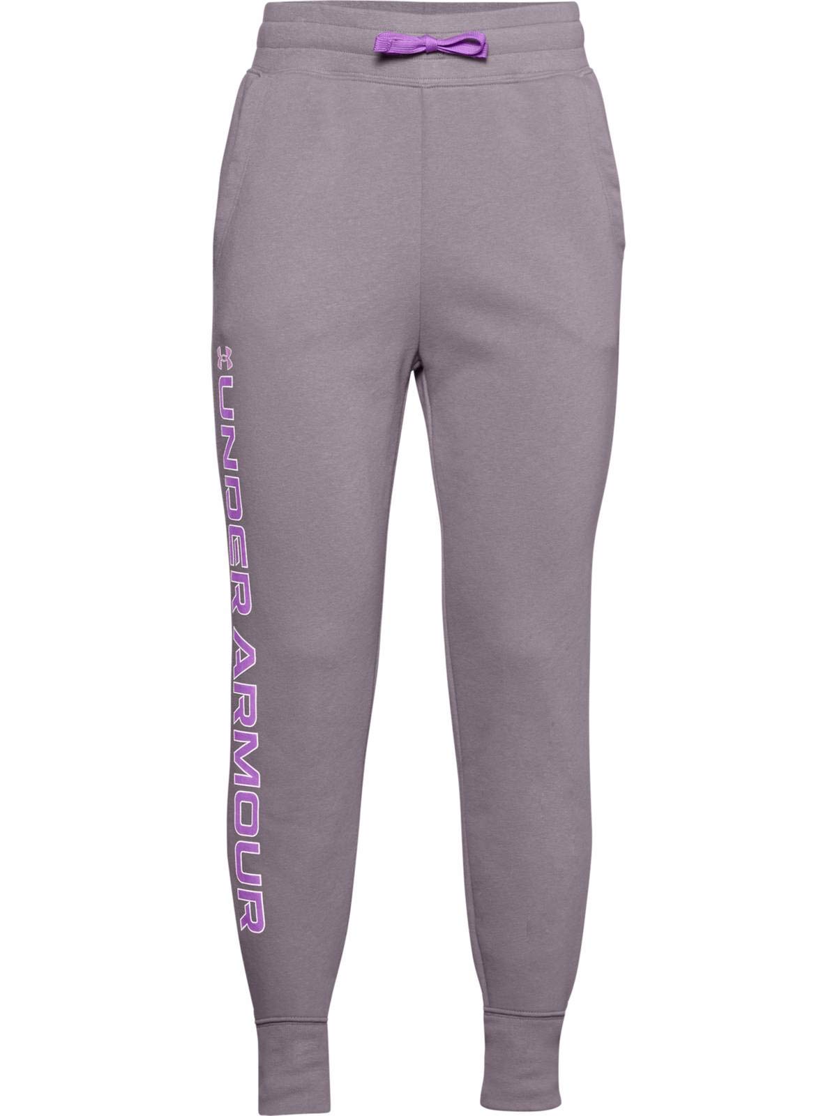 Under Armour Girls Rival Fleece Joggers , Slate Purple (585)/Exotic Bloom , Youth X-Large