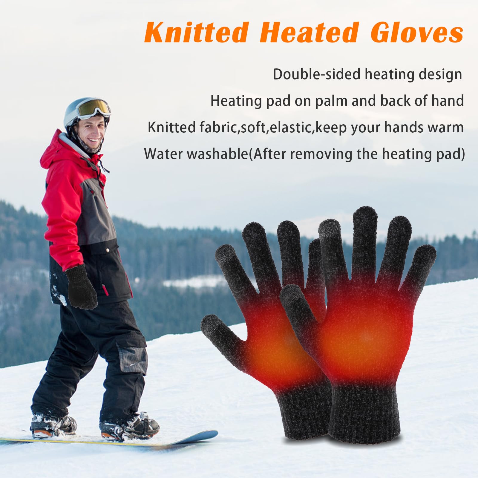 USB Heated Gloves for Women Men, Augot Plug and Play Electric Heated Gloves Temperature Adjustable, Winter Hands Warm Gloves (Chenille)