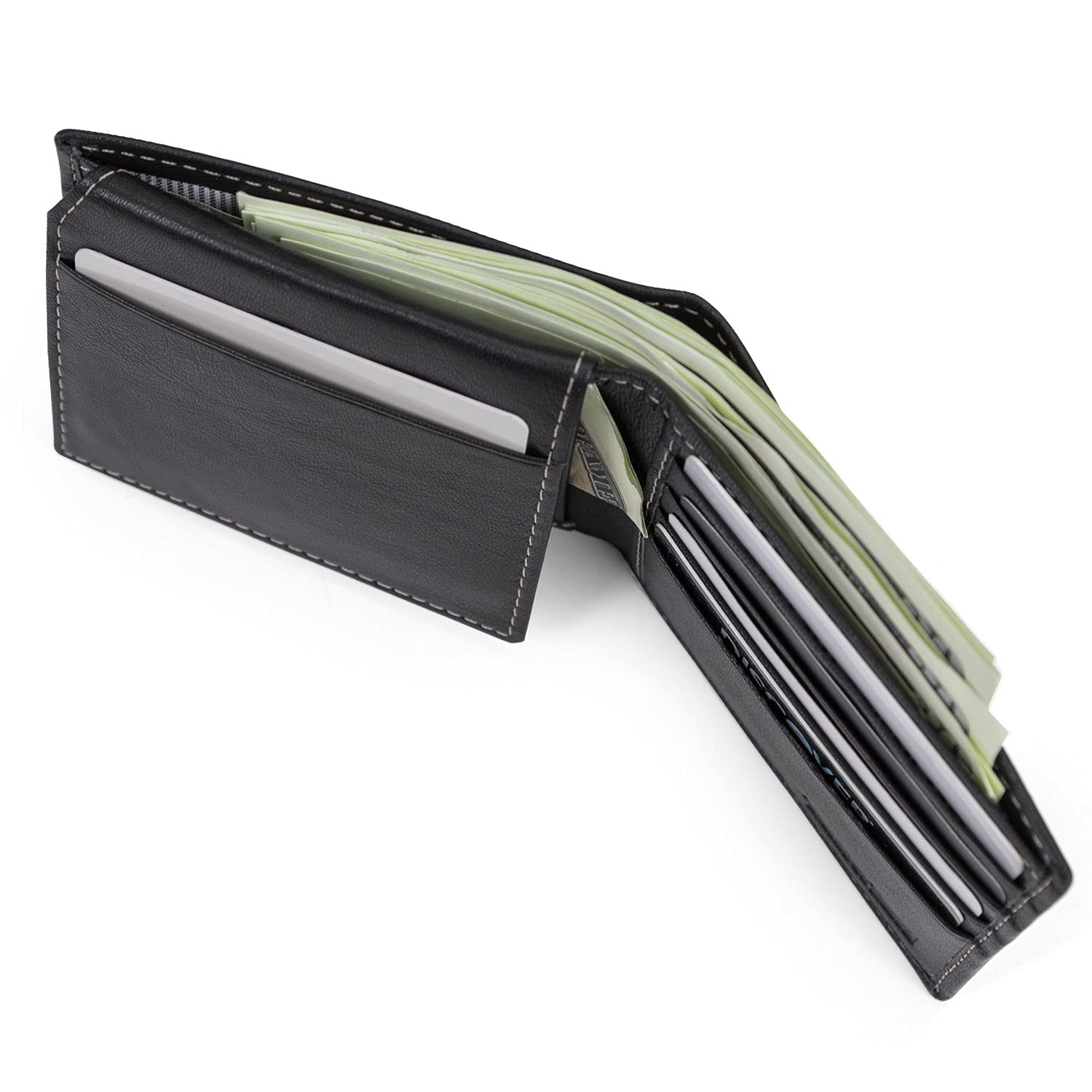 Timberland mens Leather Wallet With Attached Flip Pocket, Black (Hunter), One Size