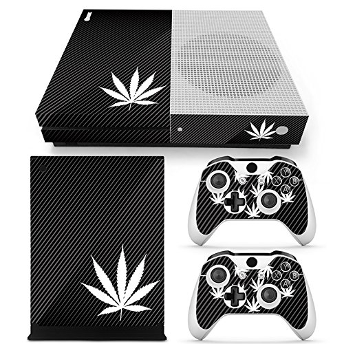 ZOOMHITSKINS X1 S Skins for Console and Controller, Black Weed Pot Herb White Leaf Carbon Grey Leaves 420, Durable, Bubble-Free Goo-Free, 2 Controller Skins 1 Console Skin, Made in USA