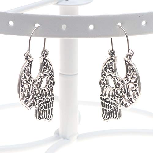 Unisex Skeleton earrings Spooky Skull earrings Hollow Silver Tone Halloween Earrings Dangle Human Skeleton Head Charm Lever-back Dangling Earrings For Women Men