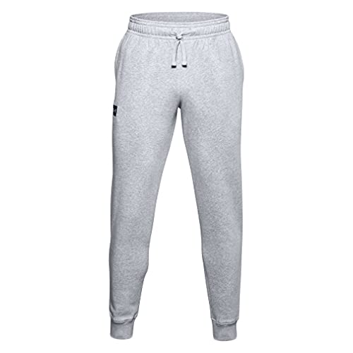 Under Armour Mens Rival Fleece Joggers , Mod Gray Light Heather (011)/Onyx White , Large