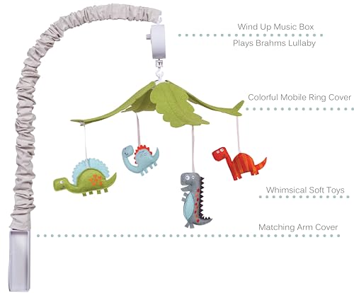 Trend Lab Dinosaur Baby Crib Mobile with Music, Crib Mobile Arm Fits Standard Crib Rails