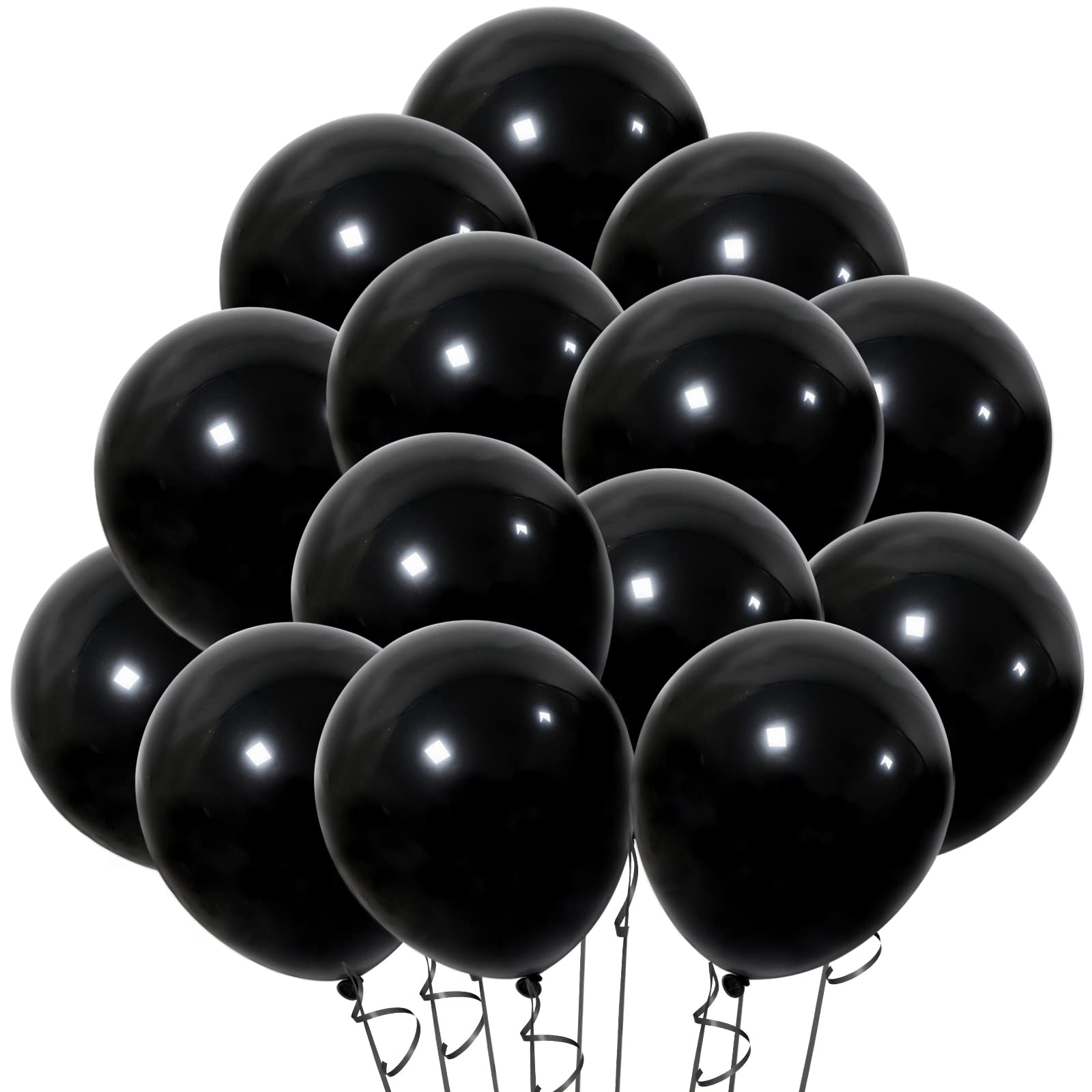 RUBFAC Black Balloons 120pcs 5 Inch Black Balloon Latex Party Balloons for Birthday Supplies Black Backdrop Decorations