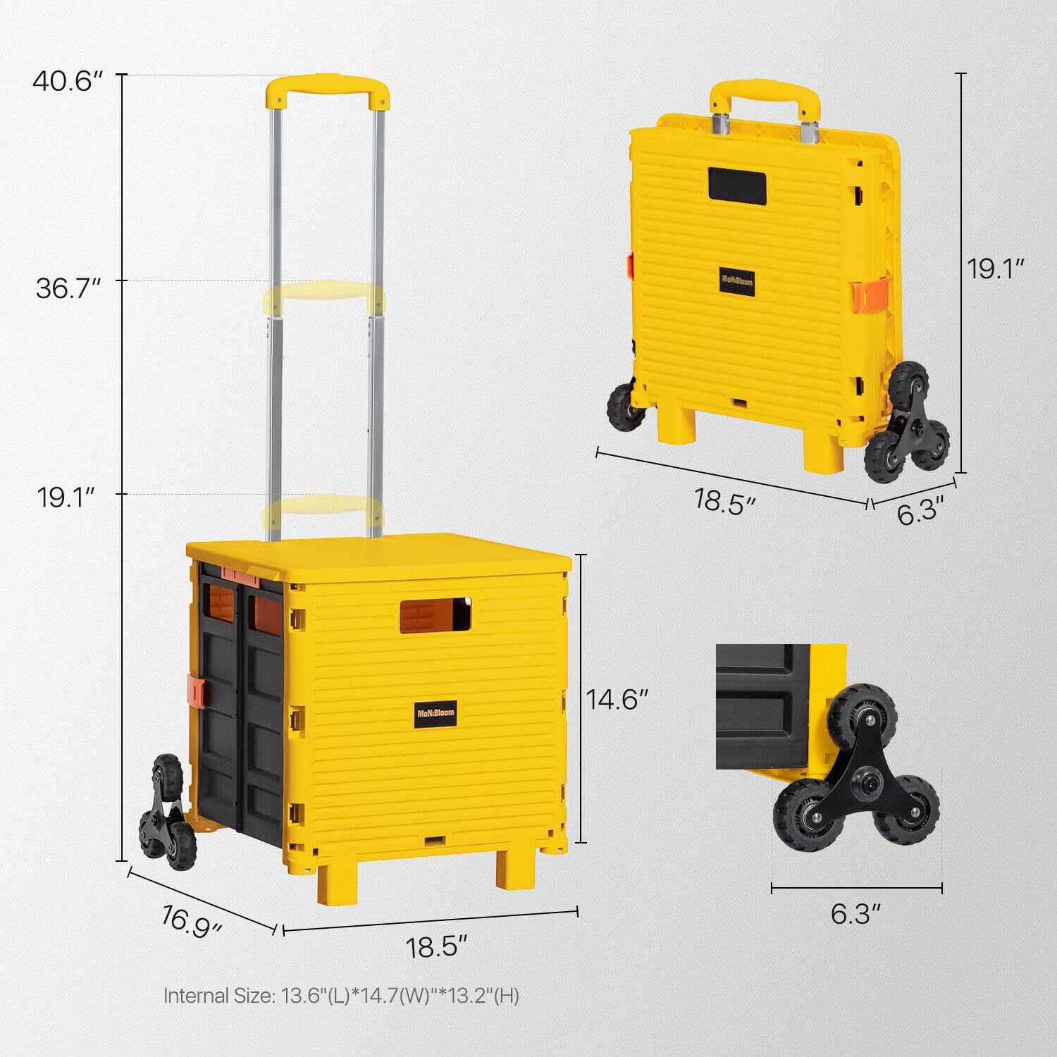 Yellow Collapsible Shopping Cart Foldable Utility Trolley