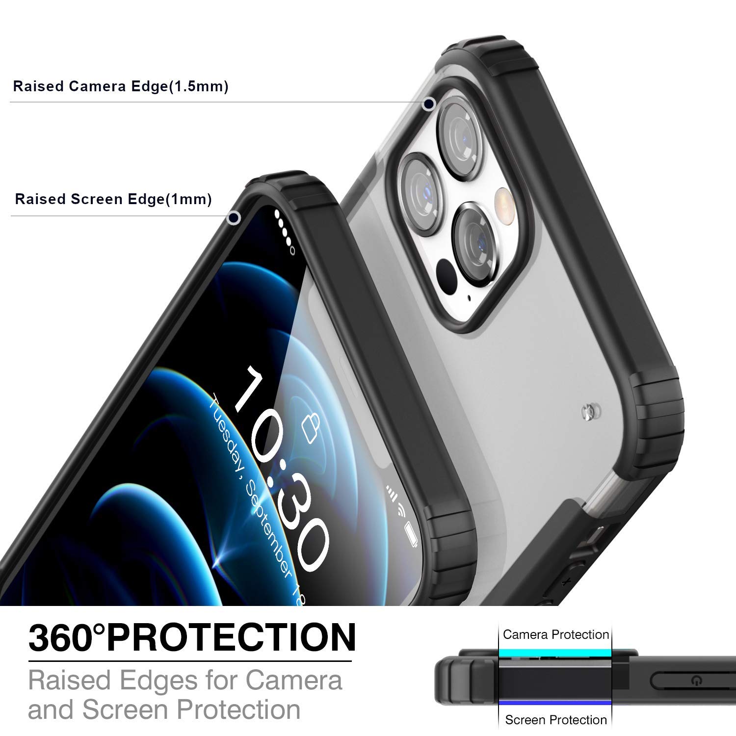 ZILLKO iPhone 12 Pro Max Case - Military Grade Drop Protection, Shockproof Armor, Slim & Lightweight Design, 6.7" Screen (Black)