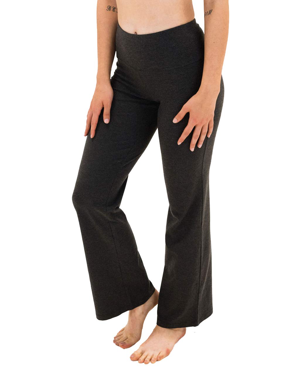 Spalding Women's Misses Activewear High Waisted Bootleg Yoga Pant, Charcoal Heather, S