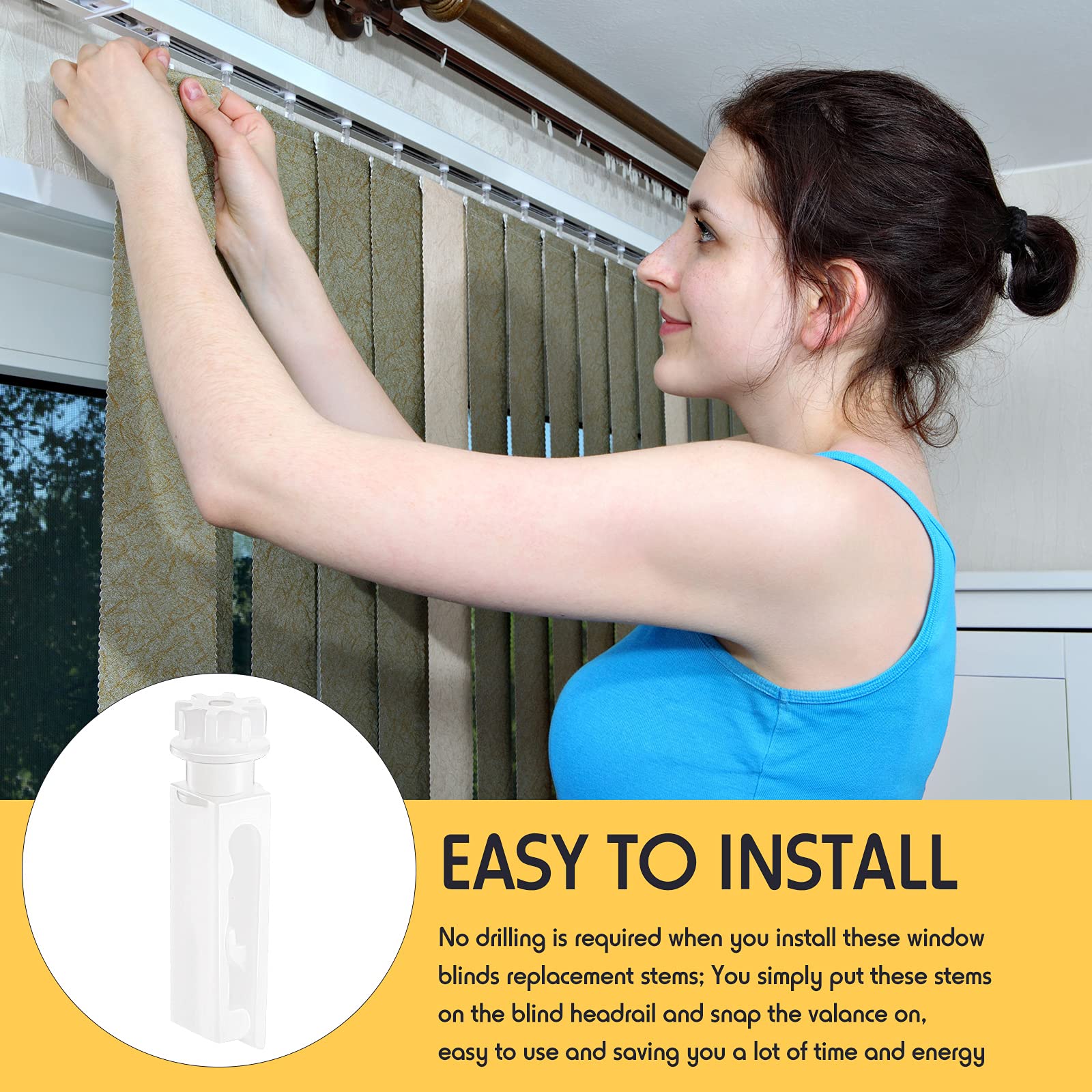 Vertical Blind Stem Replacement White Stems for Vertical Window Blind Vertical Blind Carrier Stem Vertical Blinds Curtain Accessories (40 Pieces)