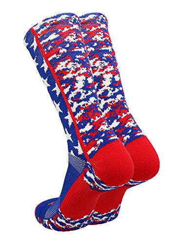 TCK Digi Camo USA Crew Socks (Red/White/Blue, Small)