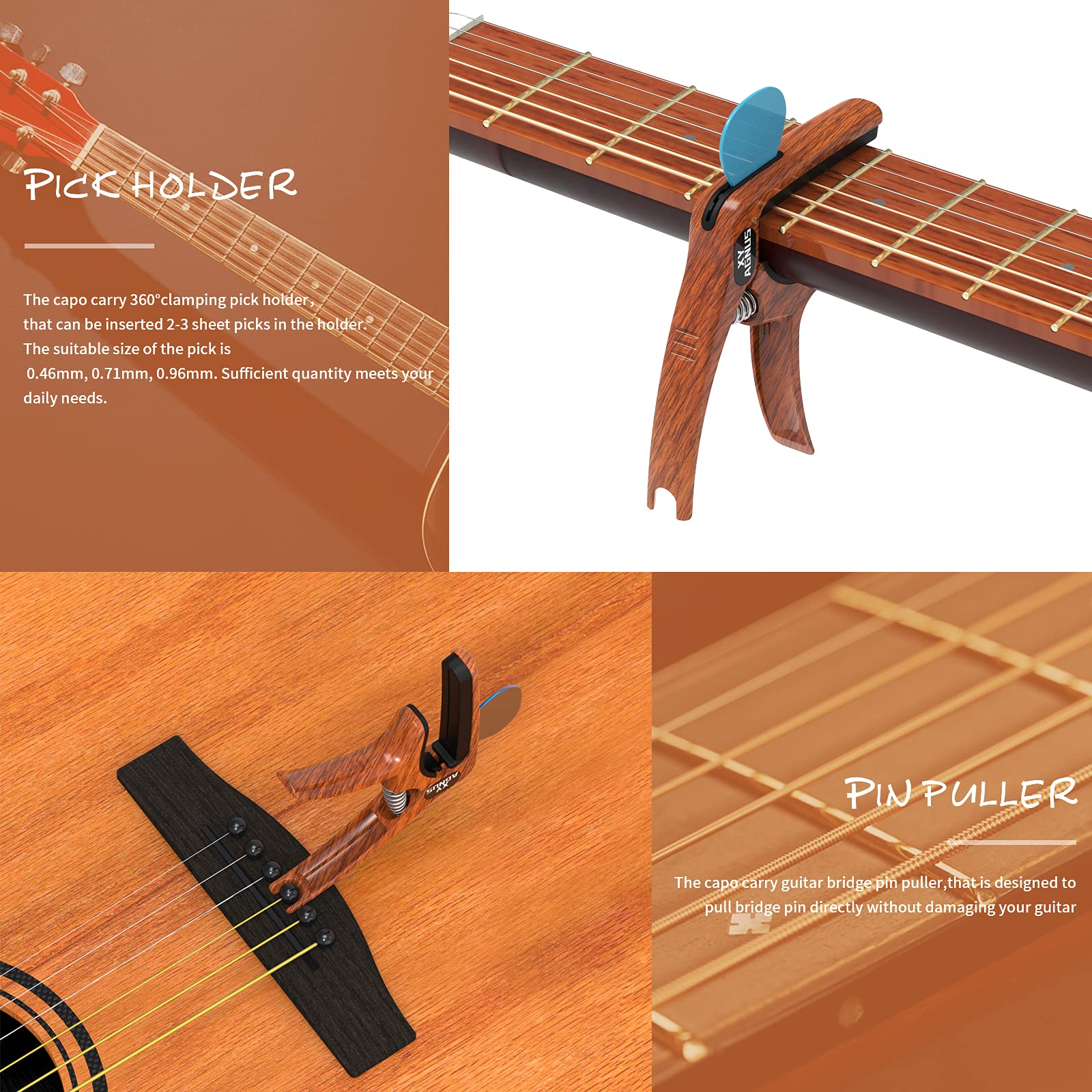 Xyagnus 3in1 Guitar Capo for Acoustic,Electric and Classical Guitars,Ukulele Capo(with Pick Holder),Guitar Accessories
