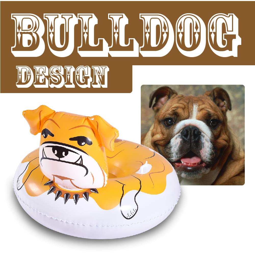 WateBom Snow Tube, Bulldog Design, 48 Inches Inflatable Snow Sled for Kids or Adults, Heavy Duty Snow Toys with Two Handles and Comfortable Backrest