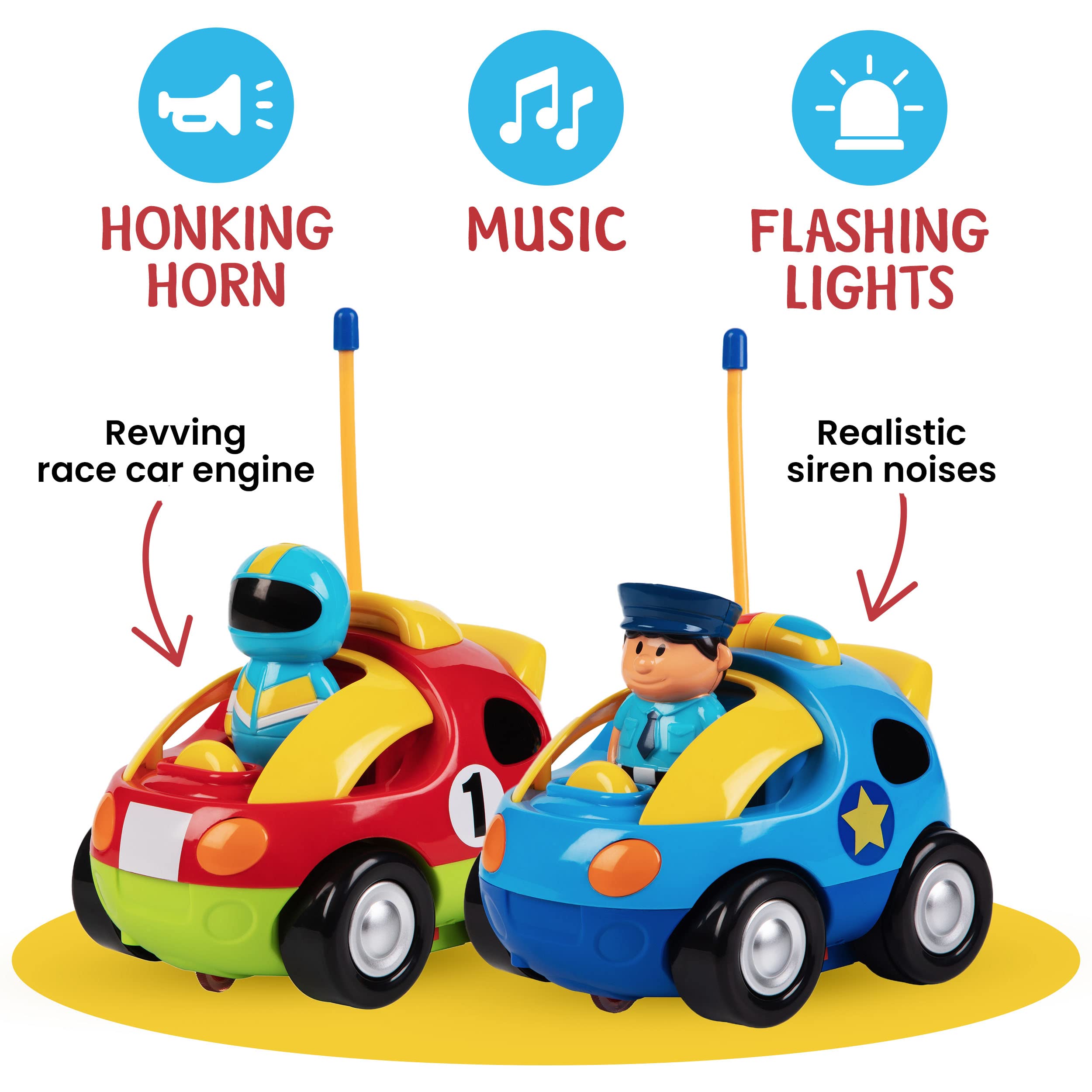 PREXTEX 2pk Remote Control Cars for 3-5 Year Old Boys - Truck & Tractor Toddler Toys