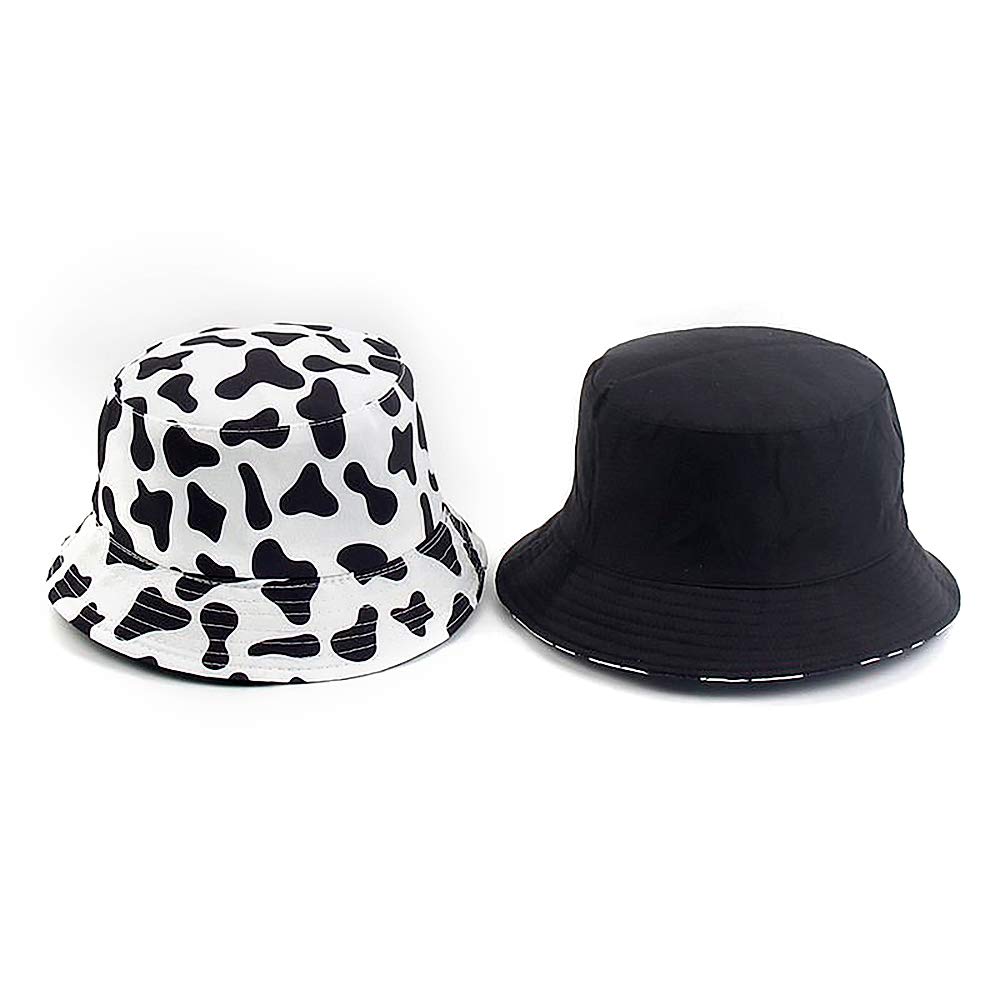 XYIYI Cow Print Bucket Hat Funny Fishing Hats for Women, Reversible Double-Side-Wear