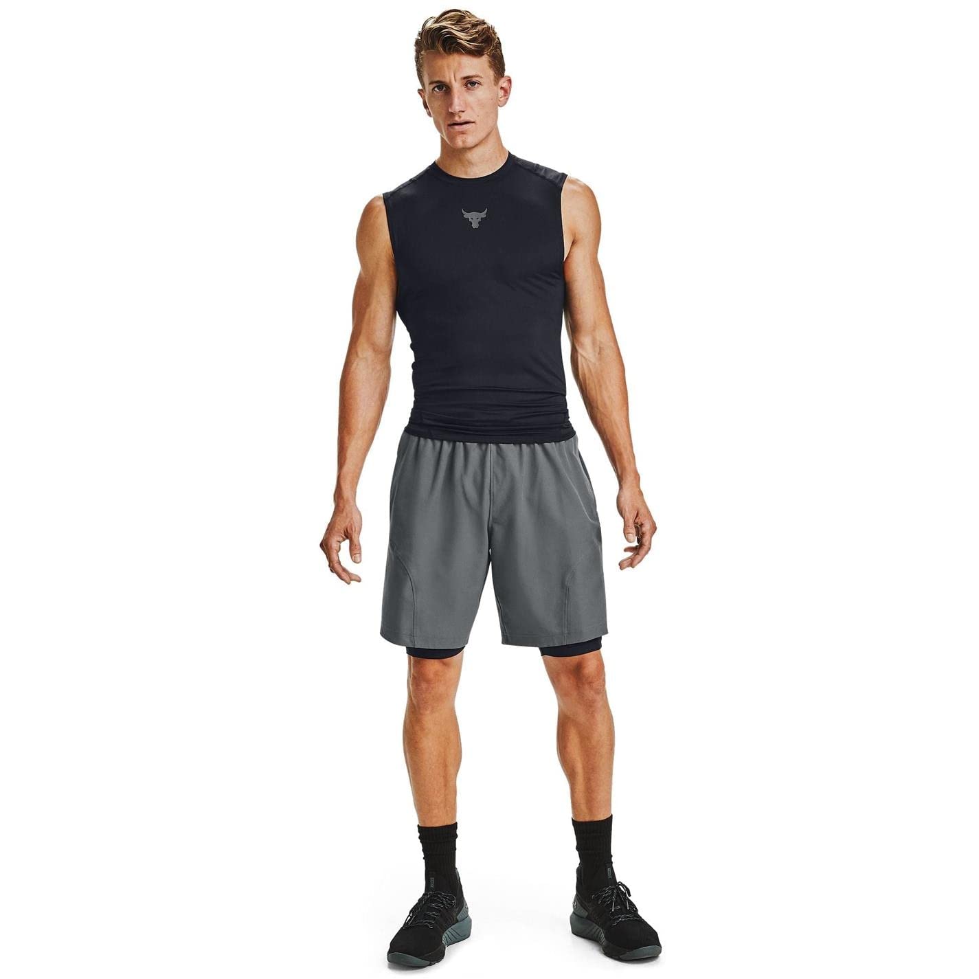 Under Armour Men's Project Rock Unstoppable Training Workout Shorts (Pitch Gray/Black, Medium)