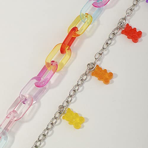 Zehope Pants Chain Colorful Jean Chains Layered Bear Wallet Pocket Chains Acrylic Waist Jewelry for Women