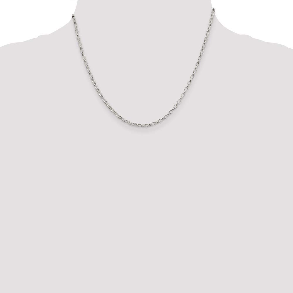 The Black Bow 2.5mm Sterling Silver Solid Oval Rolo Chain Necklace, 18 Inch