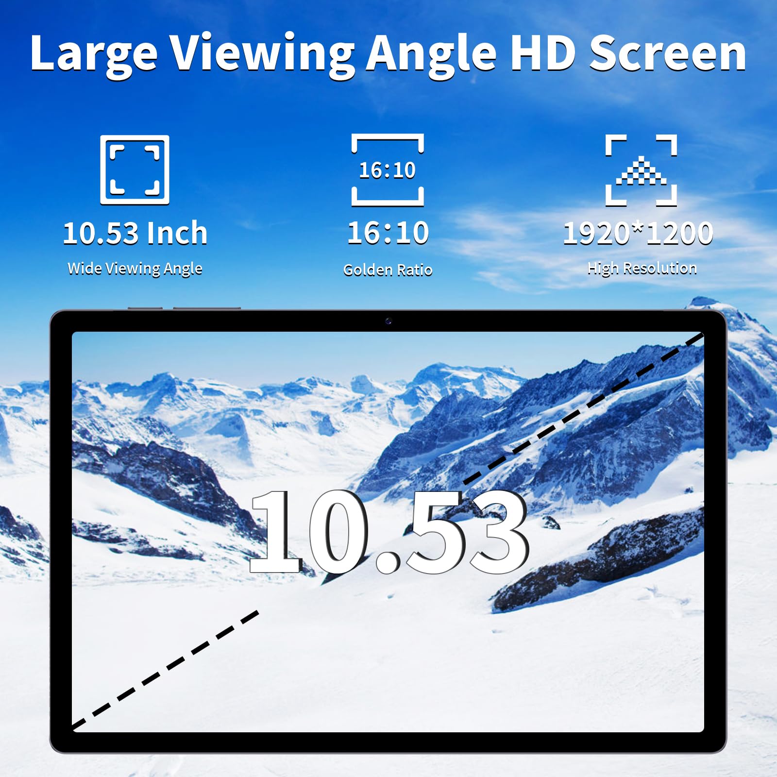 Tablet 10.5 inch Android 13 Tablet 2023 Latest Octa-Core Processor with 8GB RAM 64GB ROM, Dual 13MP+8MP Camera, 4G LTE Cellular with 2.4/5.0GHZ Dual WiFi, Bluetooth, GPS, 1TB Expand, 2K IPS
