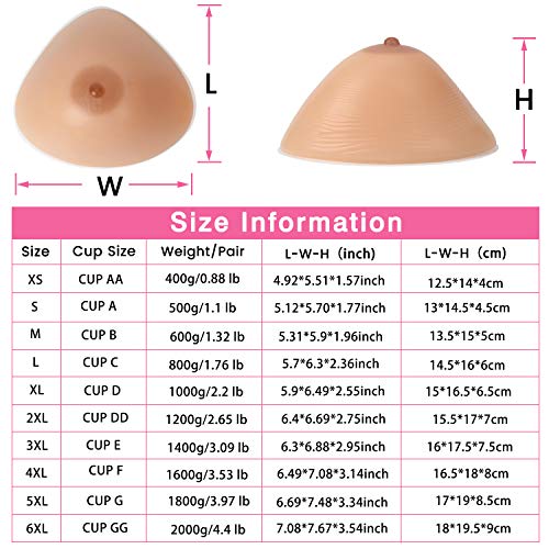 Vollence A Cup Triangle Silicone Breast Forms Fake Boobs for Mastectomy Prosthesis Crossdresser Transgender Suntan
