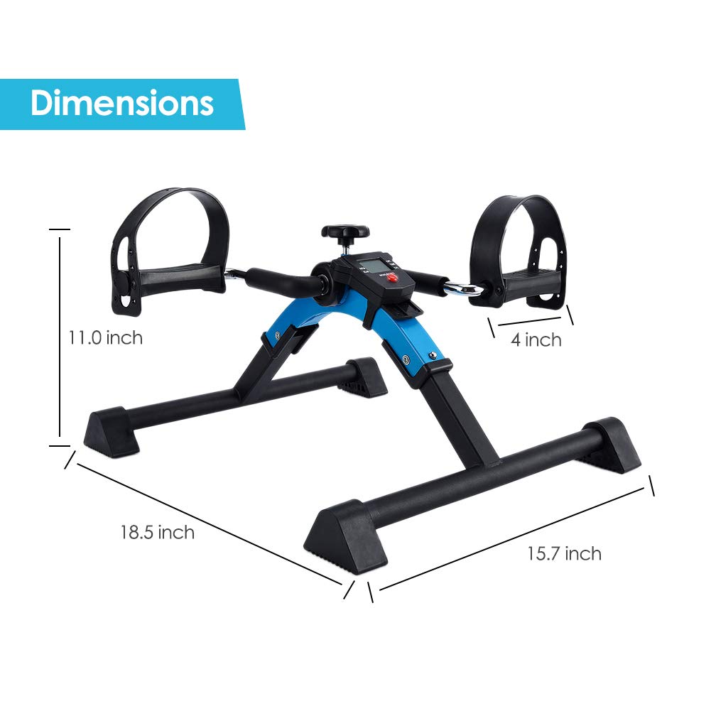 SYNTEAM Foldable Pedal Exerciser Machine with Electronic Display Mini Exercise Bike Compact Pedal Exerciser Under Desk Bike